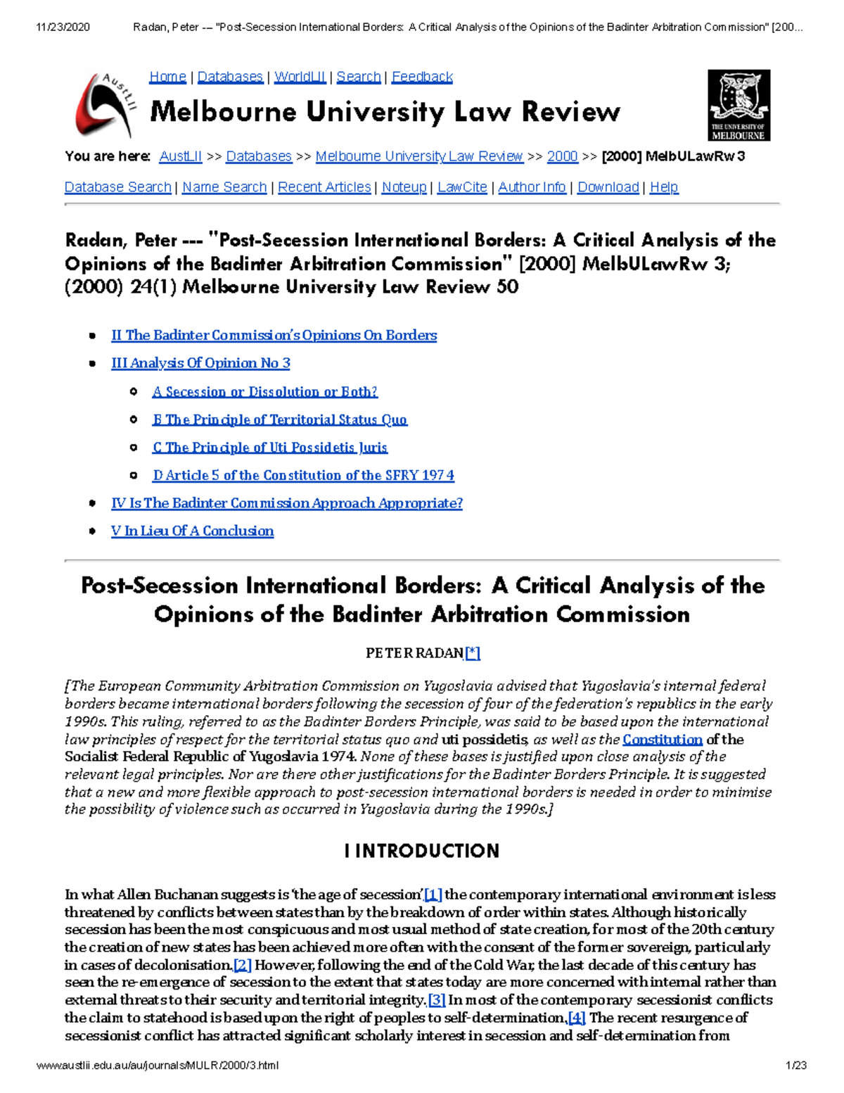 Radan ~1 - international law - Home | Databases | WorldLII | Search ...