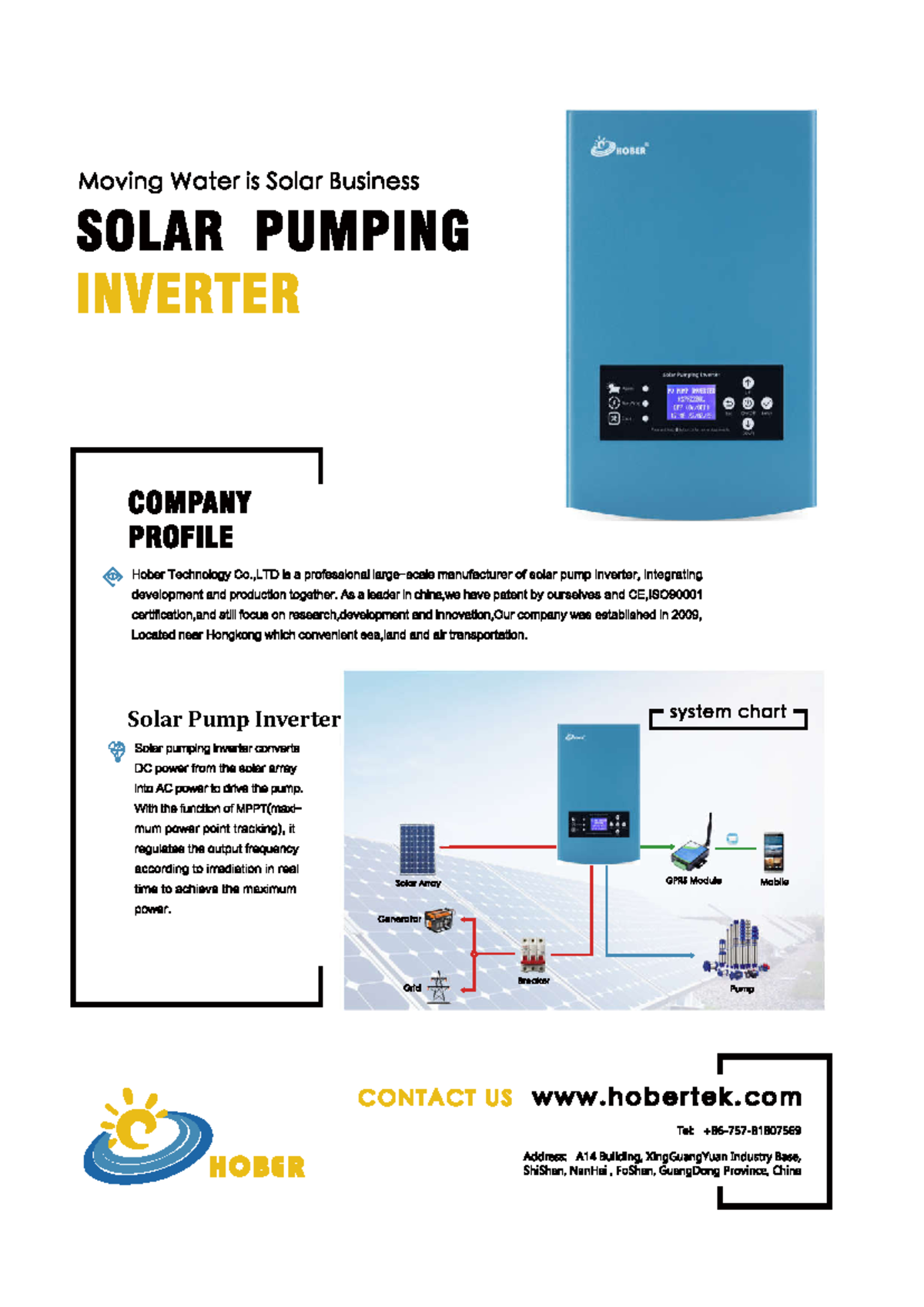 2024 Hober 0.75KW-22KW Hybrid Solar Pumping Inverter Parameters - Solar ...