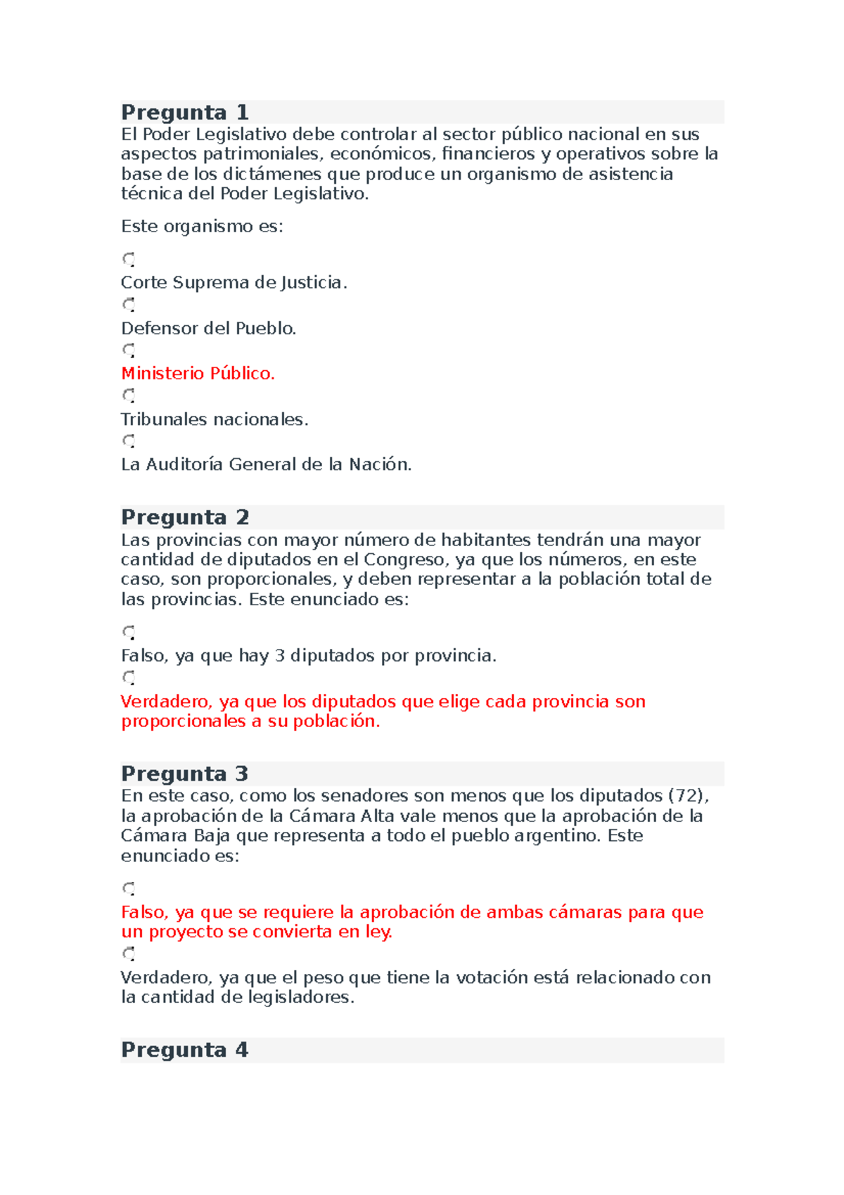 TP 3 Asuntos de Gobierno - Pregunta 1 El Poder Legislativo debe ...