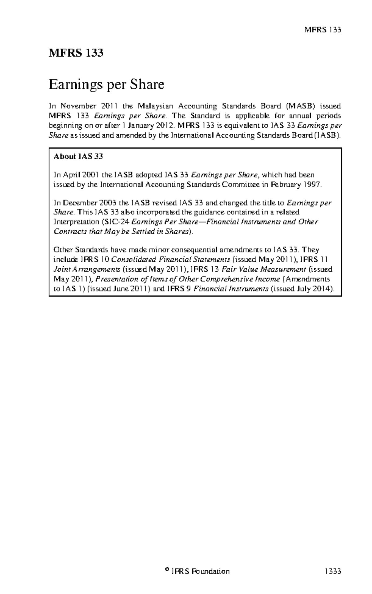 MFRS 133 Earnings Per Share - MFRS 133 Earnings per Share In November ...