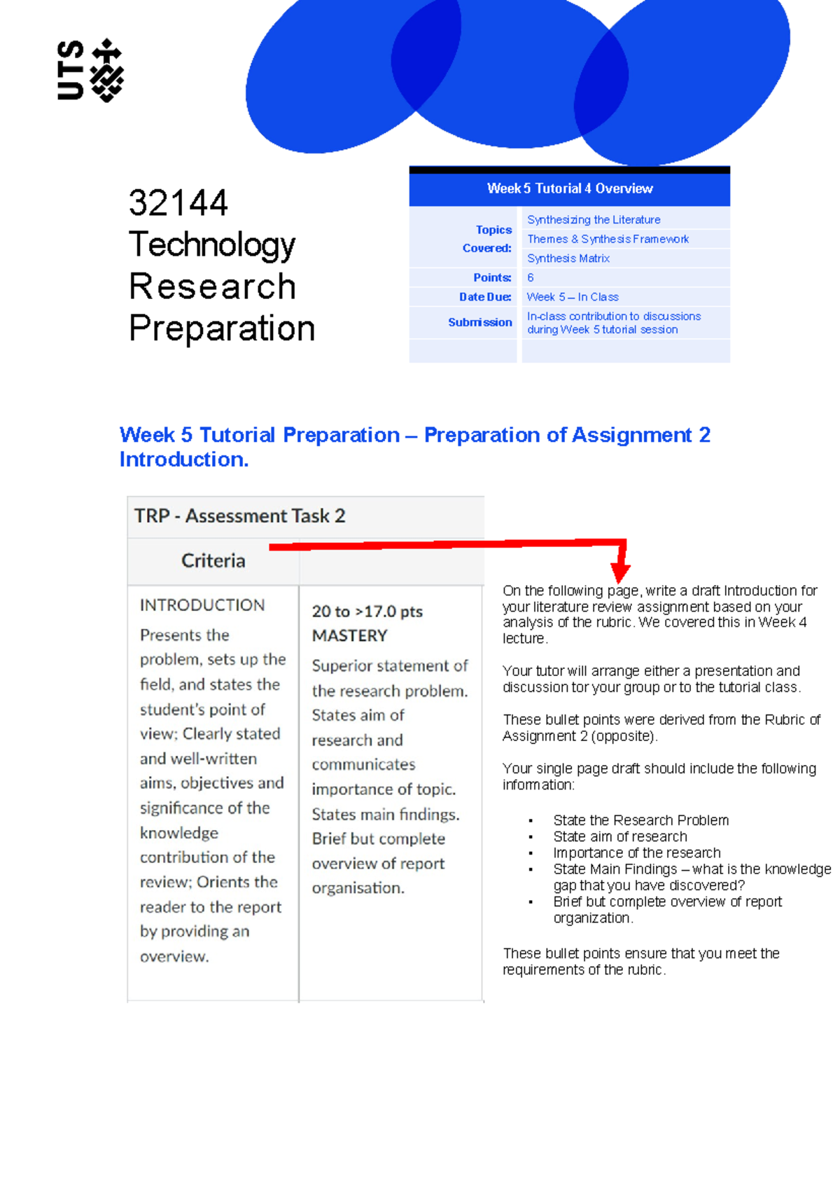 Week05 Tut04 Synthesising The Literature - 32144 Technology Research ...