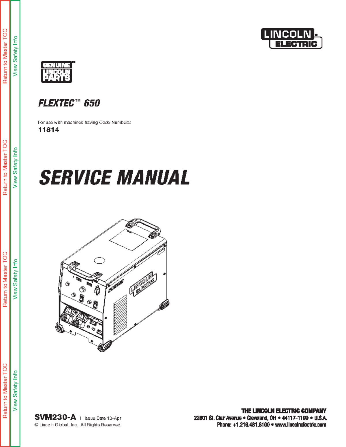 Flextec 650 - DC-650 - SERVICE MANUAL FLEXTEC ™ 650 SVM230-A | Issue Date 13-Apr © Lincoln ...