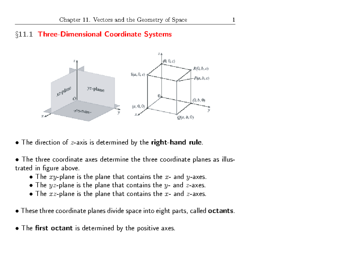 Lecture Note(chap11) - 공학수학 11장 강의노트 - § 11. 1 Three-Dimensional ...