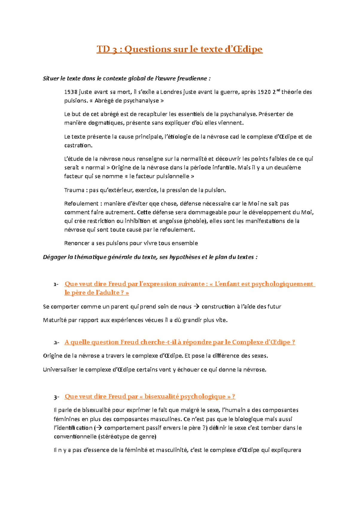 TD 3 bis - Cours de L2 de la faculté ALLSH d'aix marseille, résume ...