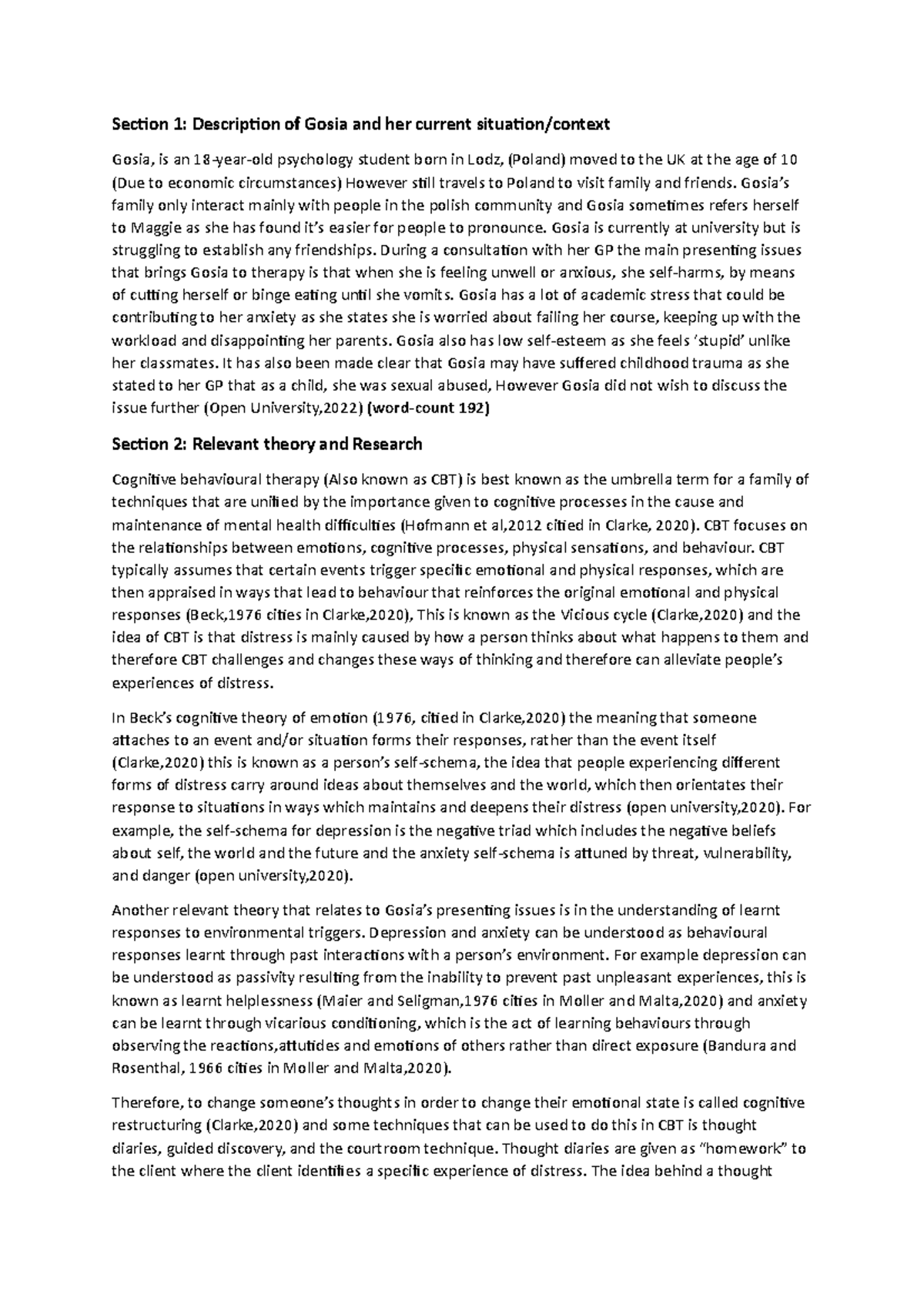 DE241 TMA03 - Formulation report using cognitive behavioural therapy ...