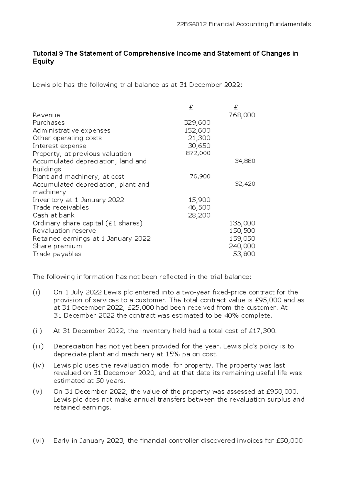 22 BSA012 Tutorial 9 So CI and So CE question - 22BSA012 Financial Accounting Fundamentals ...