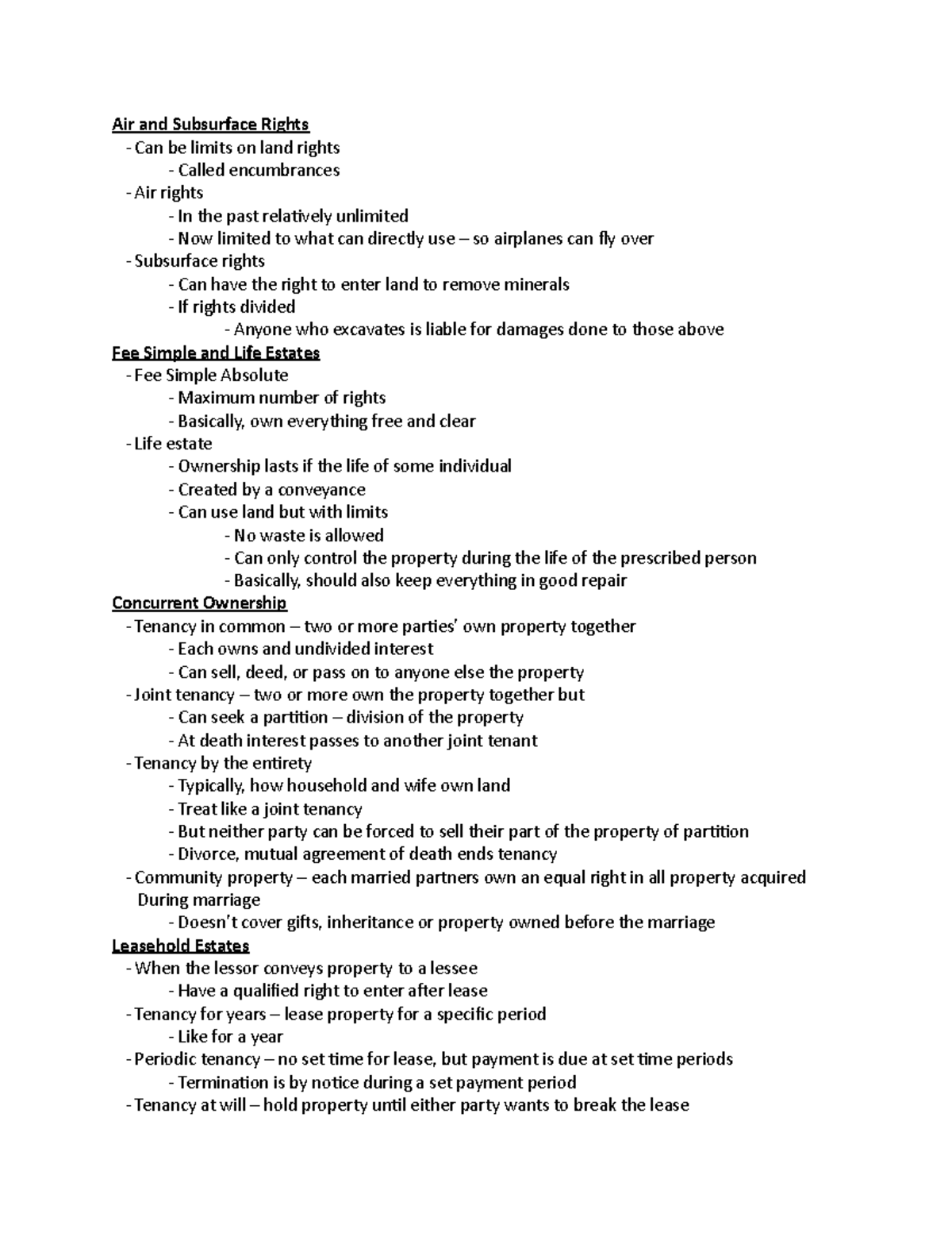 Business Law Chpt 49 - Air and Subsurface Rights - Can be limits on ...