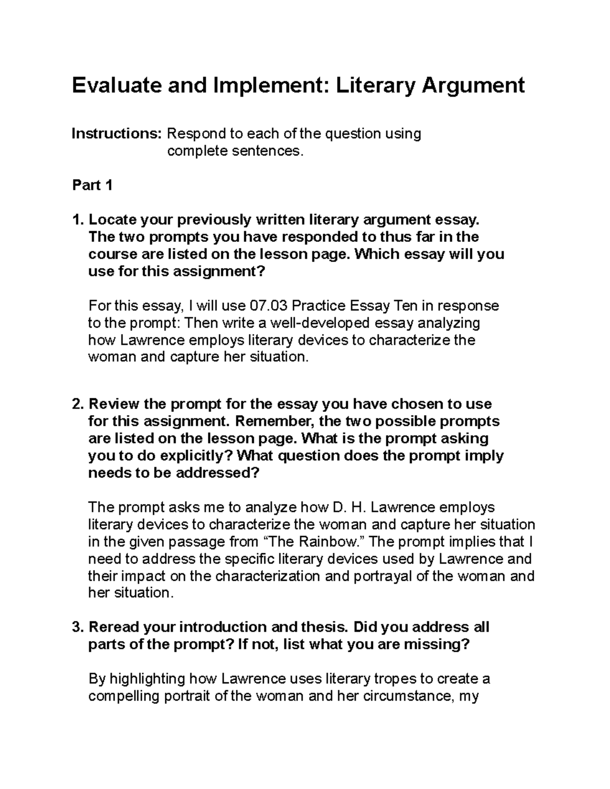 08.08 Evaluate and Implement Literary Argument - Evaluate and Implement ...
