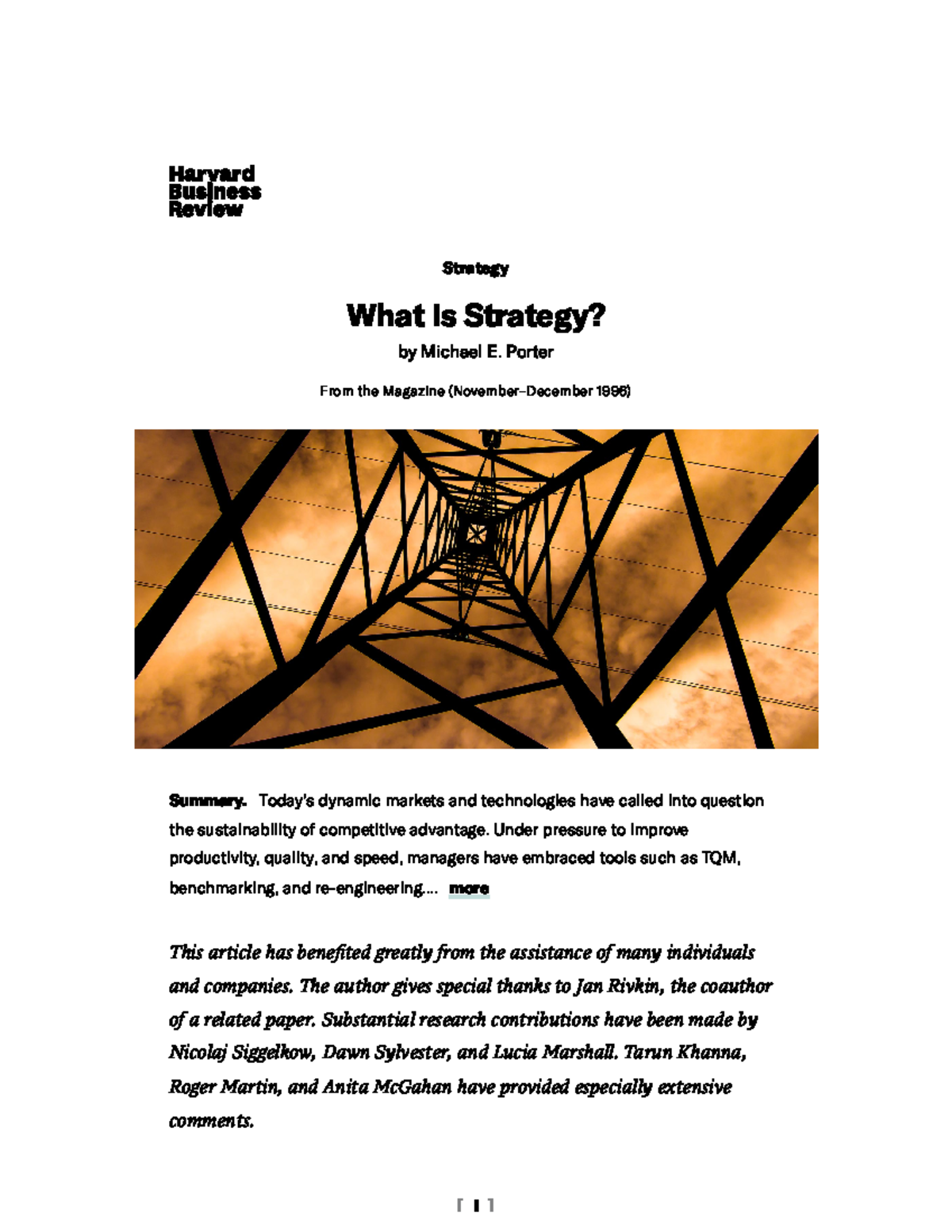 What Is Strategy - Summary. Strategy What Is Strategy? by Michael E ...
