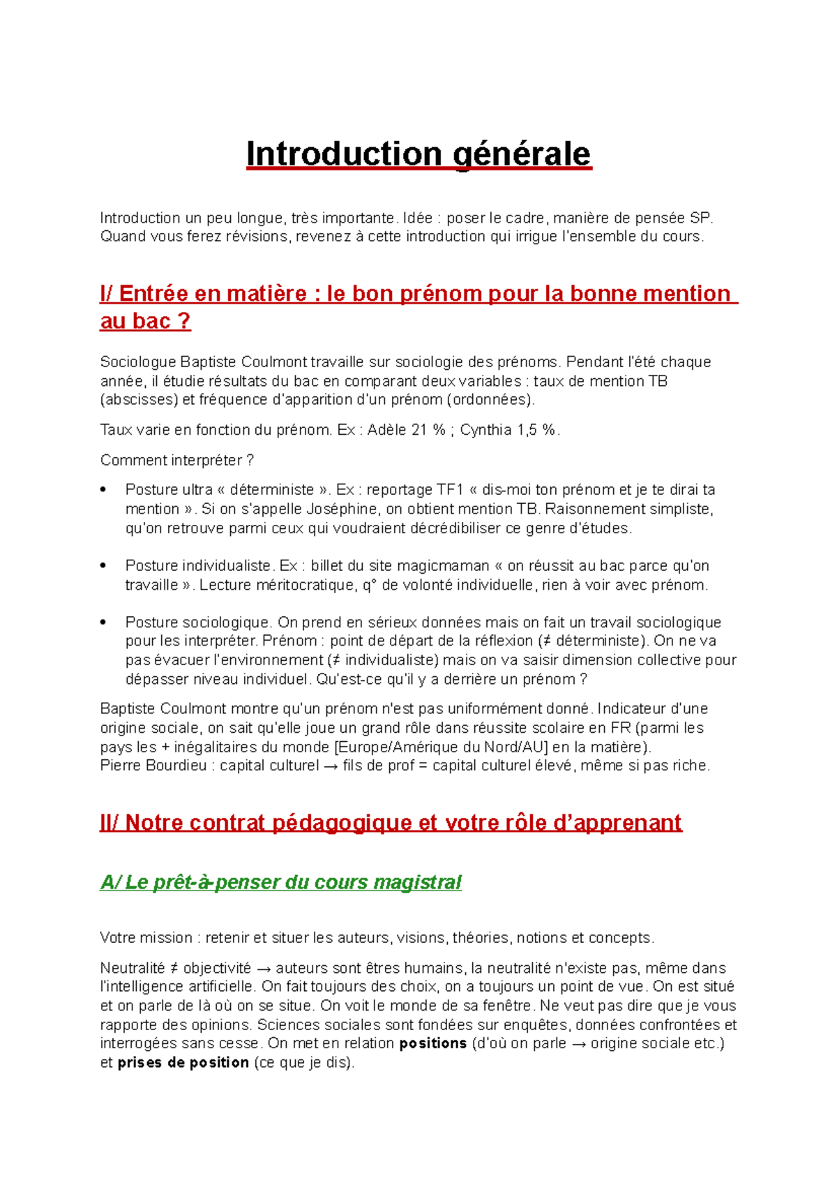 L1S2 SP - Introduction générale Introduction un peu longue, très ...