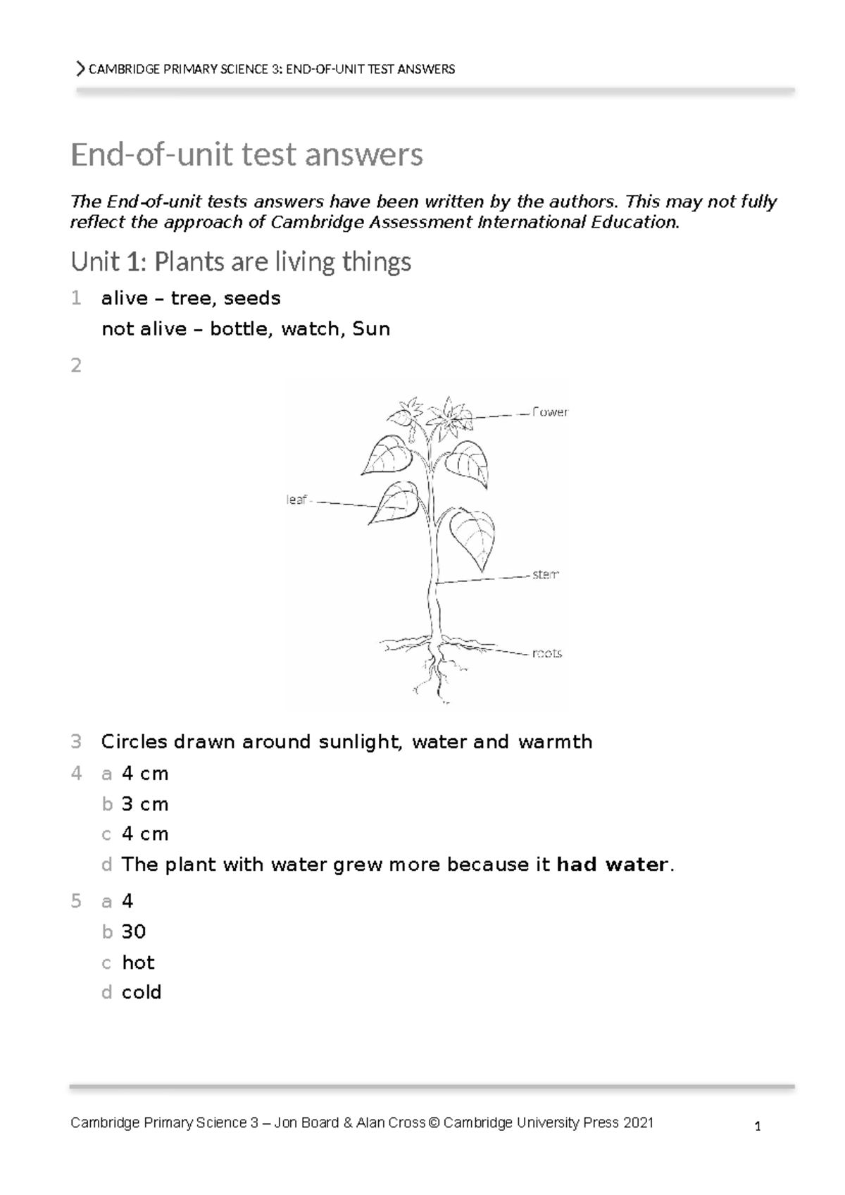 P Science 3 end-of-unit Answers - End-of-unit test answers The End-of ...