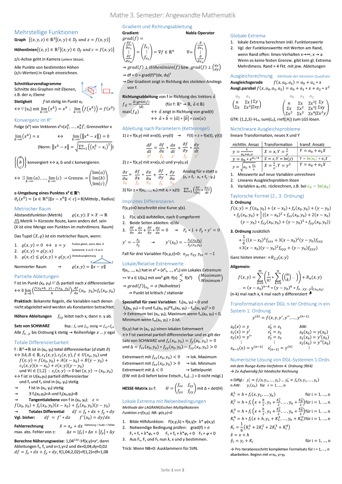 Zusammenfassung - Angewandte Mathematik - Herrler - Mathe 3. Semester ...