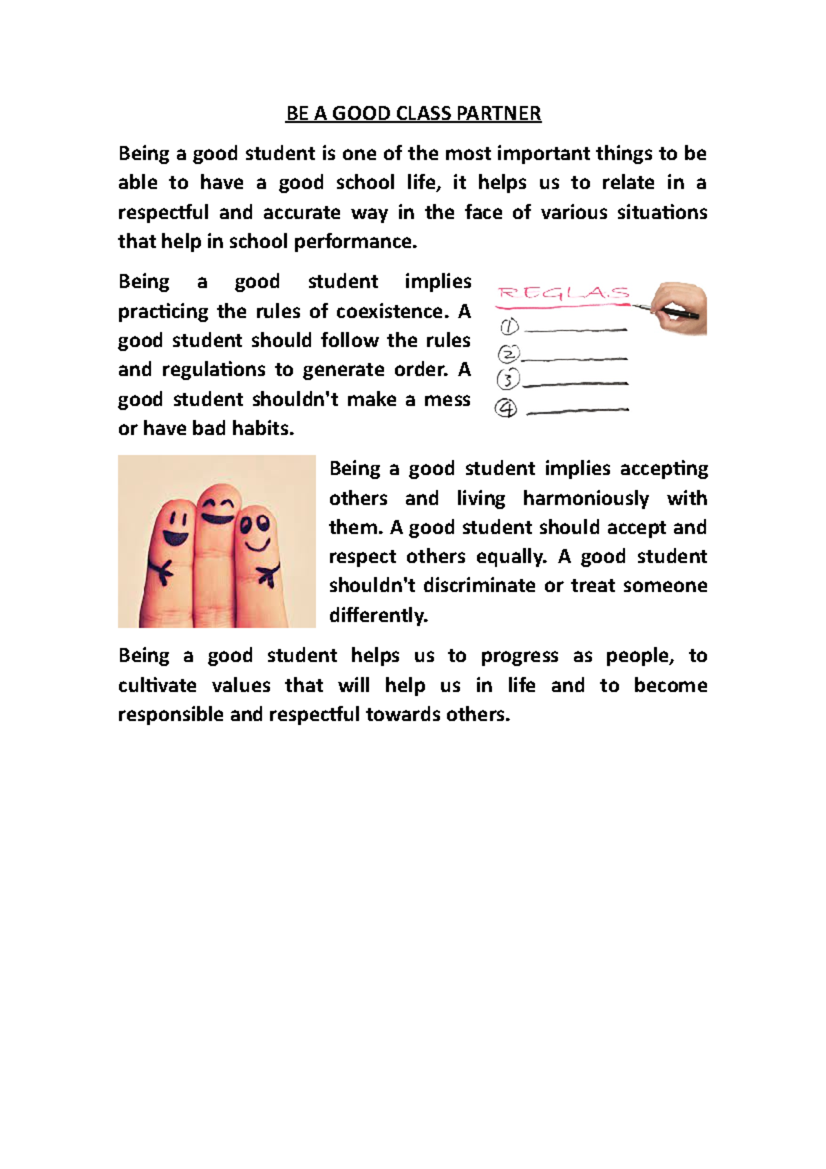 BE A GOOD Class Partner - afsdfassfasf - BE A GOOD CLASS PARTNER Being ...