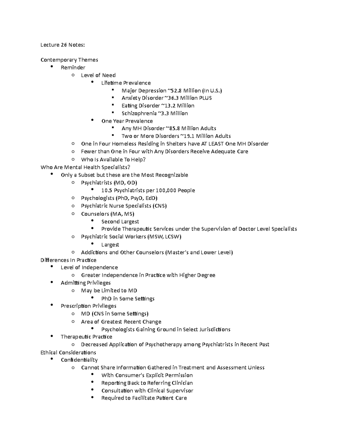 CAS PS 371 23 - Lecture notes 23 - Lecture 26 Notes: Contemporary ...