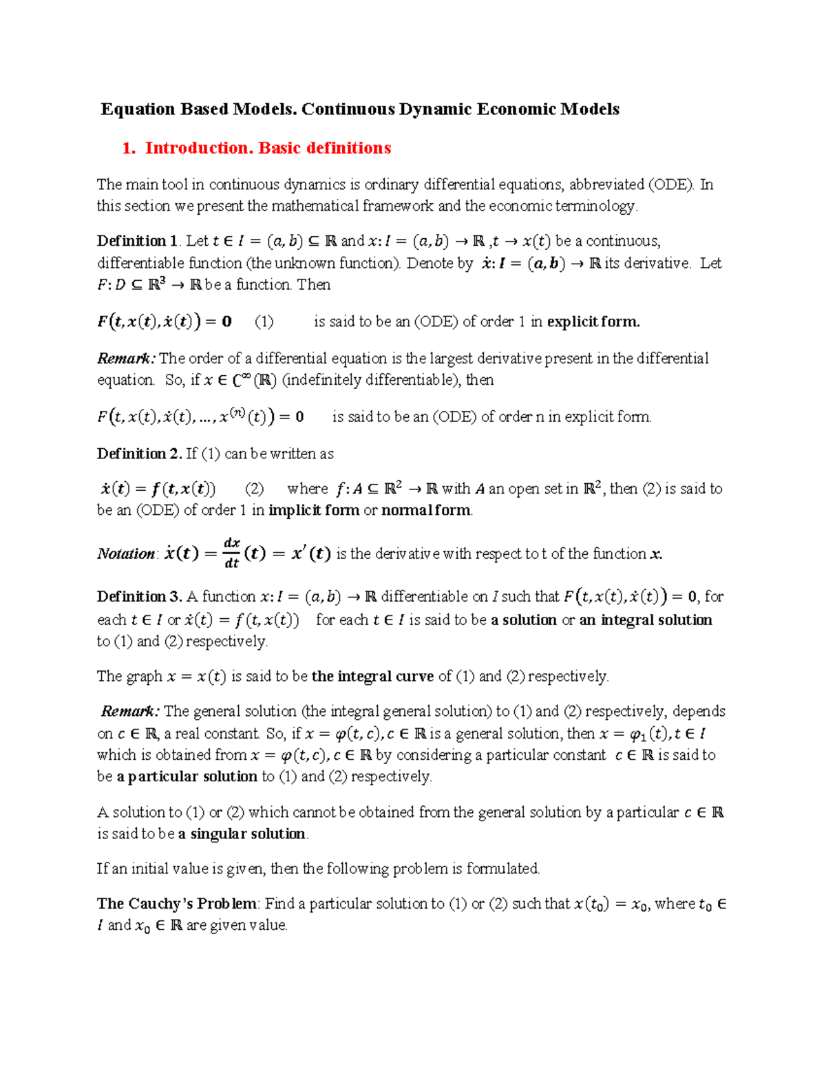 2024 Continuous Dynamical Systems - Equation Based Models. Continuous ... 2024 Continuous Dynamical Systems - Equation Based Models. Continuous ...