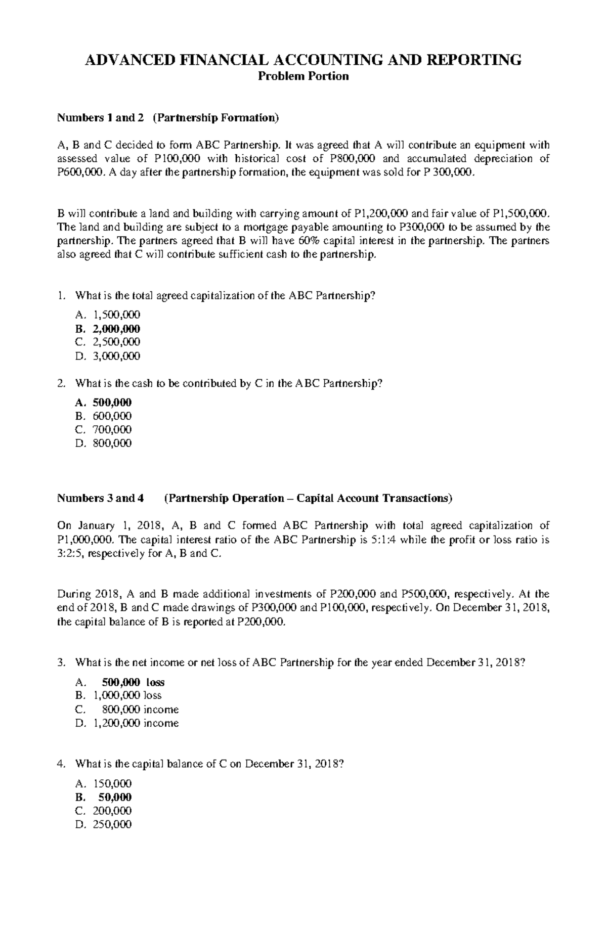 AFAR Random Problems - for practice purposes - ADVANCED FINANCIAL ...