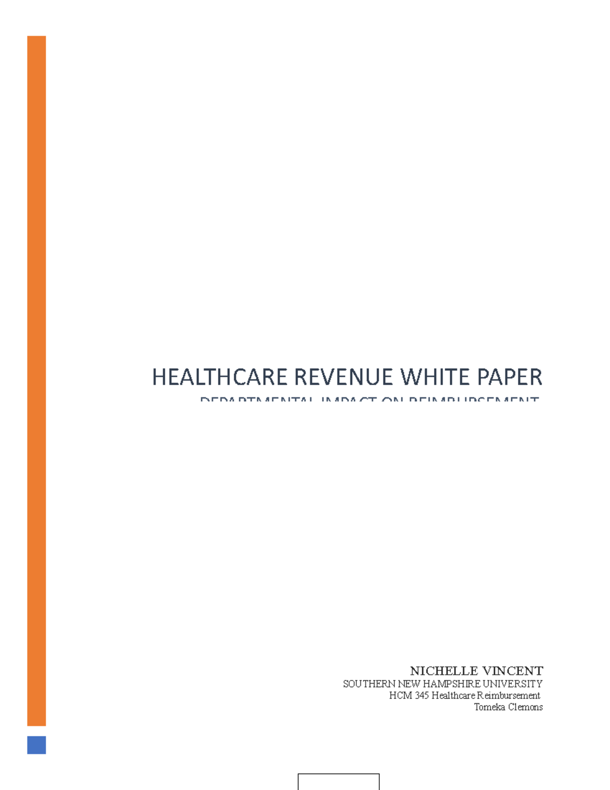 Final Project Healthcare Revenue White Paper - Cover - Studocu