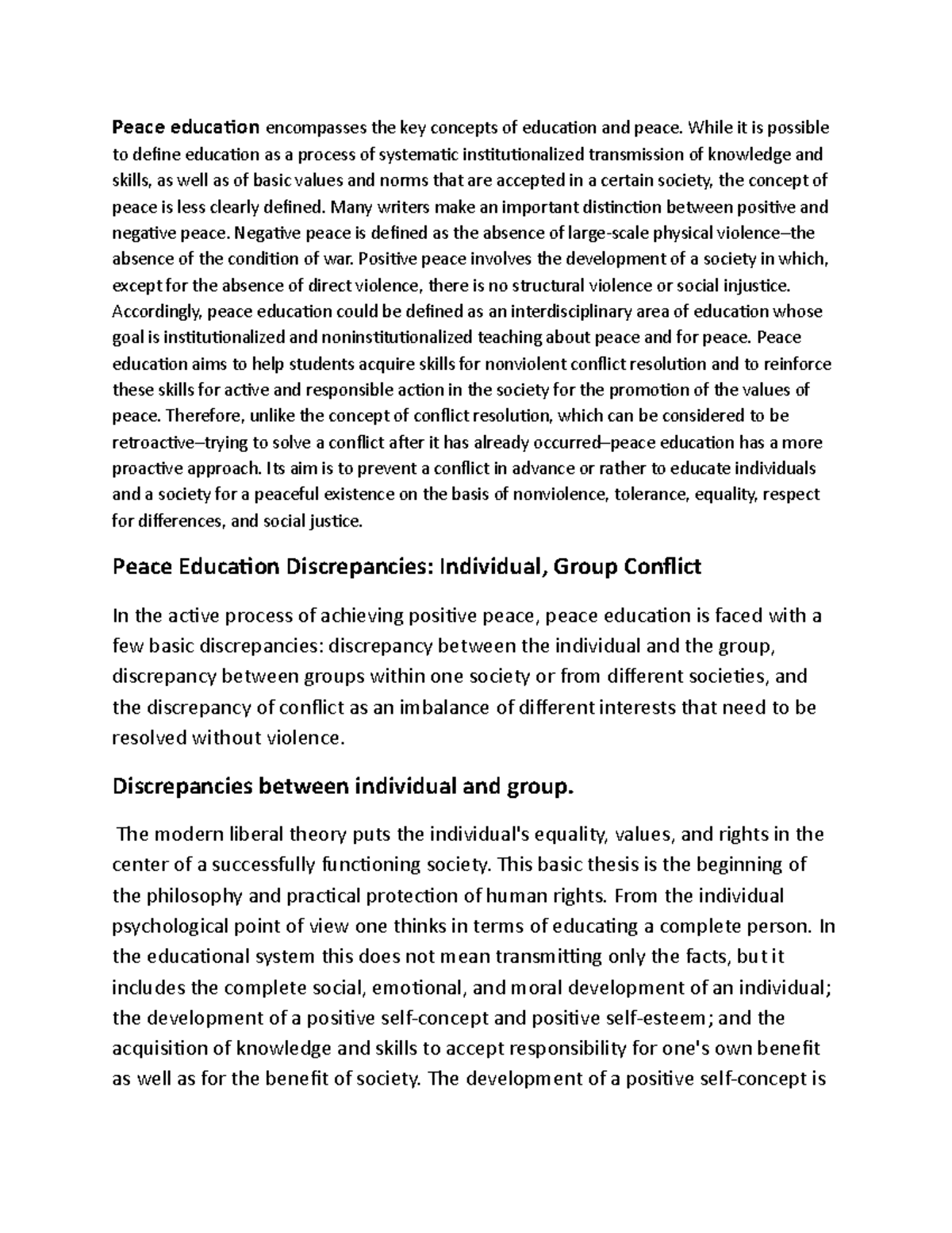 Peace education-WPS Office - Peace education encompasses the key ...