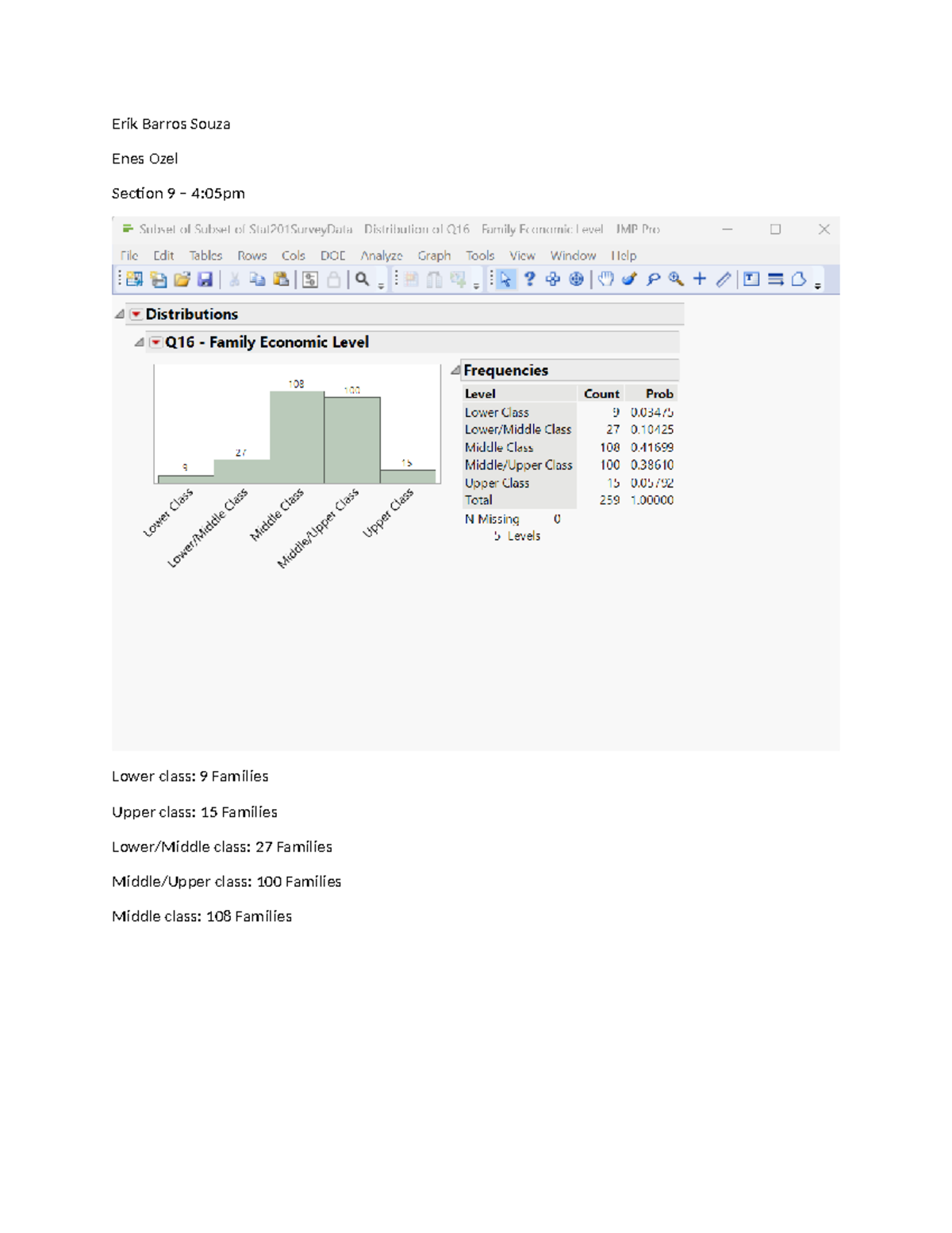 Data Analytics #2 - JMP assignment - STAT 201 - Erik Barros Souza Enes Ozel Section 9 – 4:05pm ...