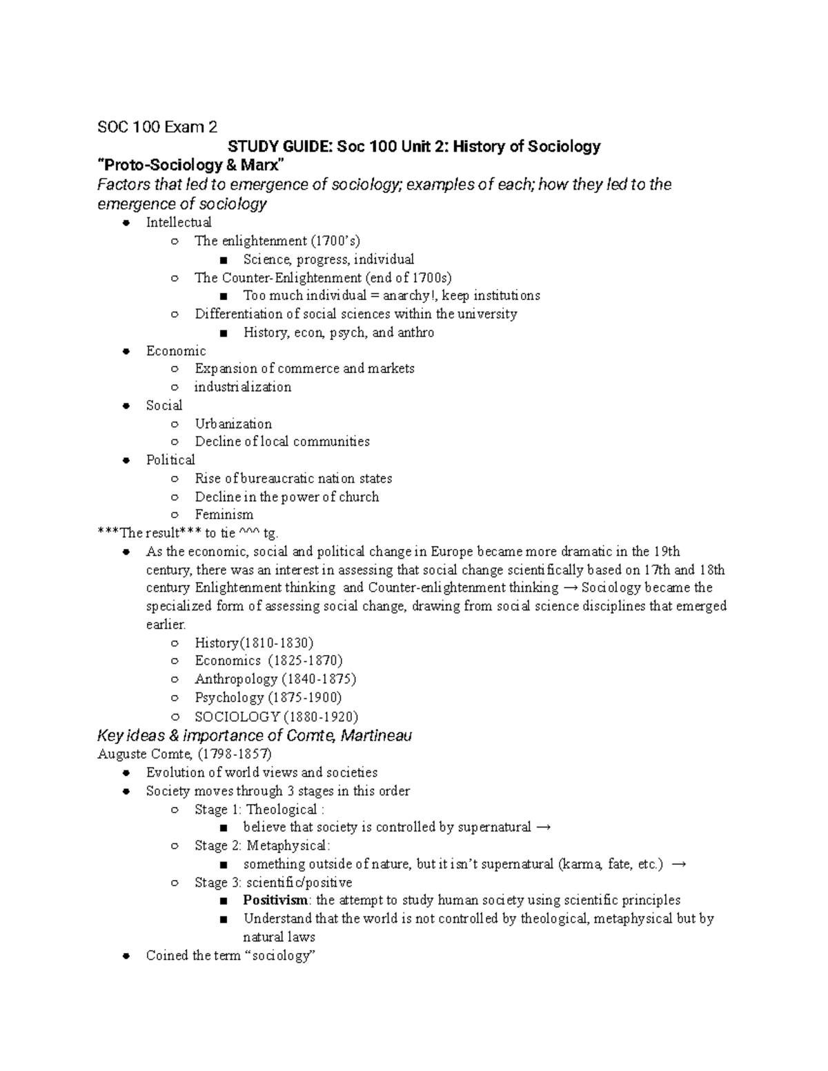 Soc100 Exam 2 Notes - Study Guide for Exam 2 Soc 100 - SOC 100 Exam 2 ...