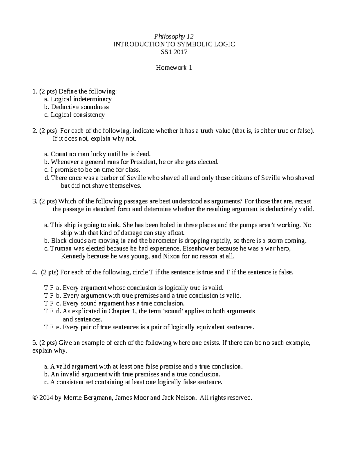 HW1 Practice Questions Philosophy 12 INTRODUCTION TO SYMBOLIC LOGIC hw1-practice-questions-philosophy-12-introduction-to-symbolic-logic