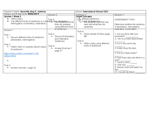 Grade 3 Lesson Plan English Quarter 1 Week 3 - Session 1 Task 1 Read ...