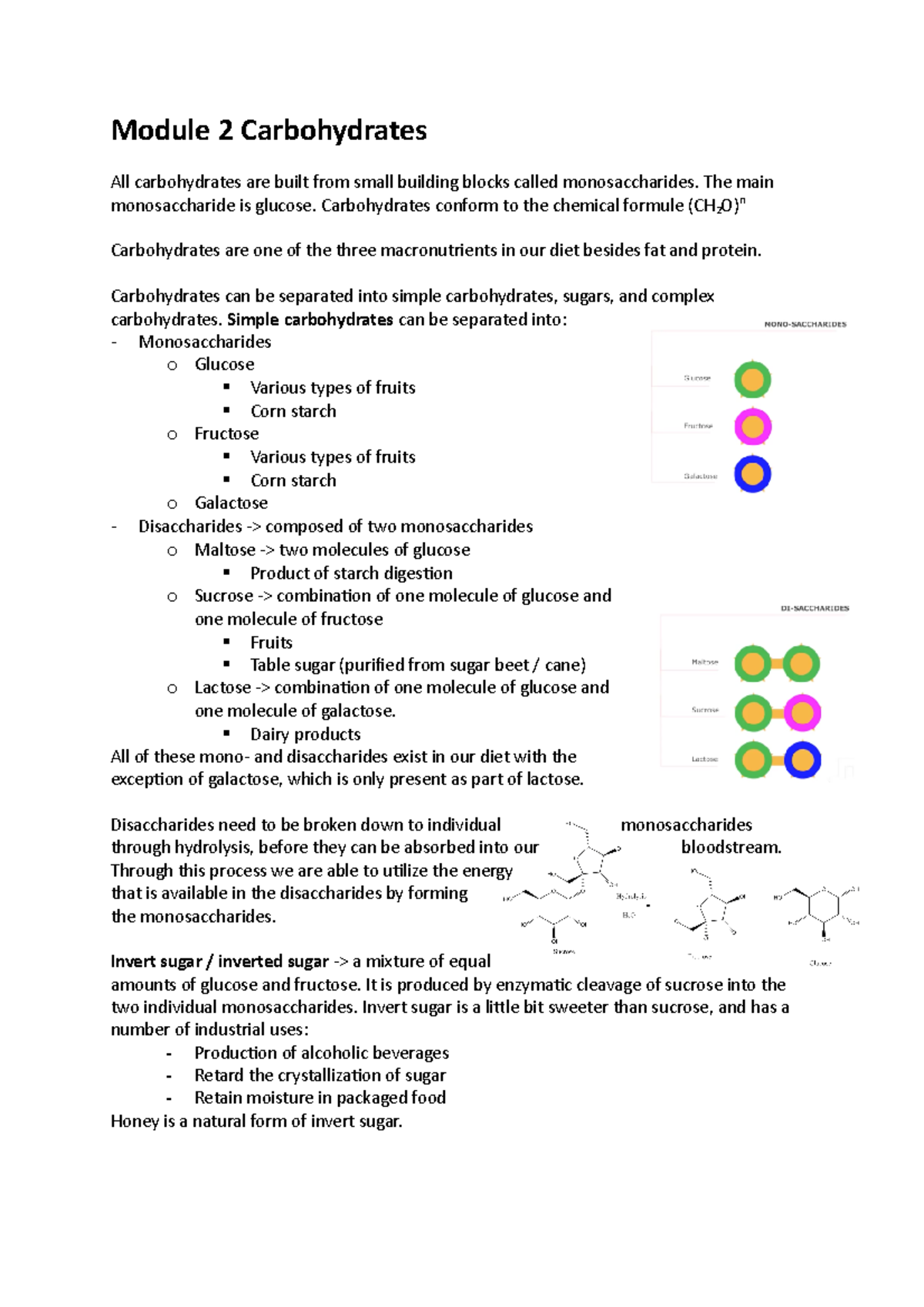 Module 2 Carbohydrates - Module 2 Carbohydrates All carbohydrates are ...