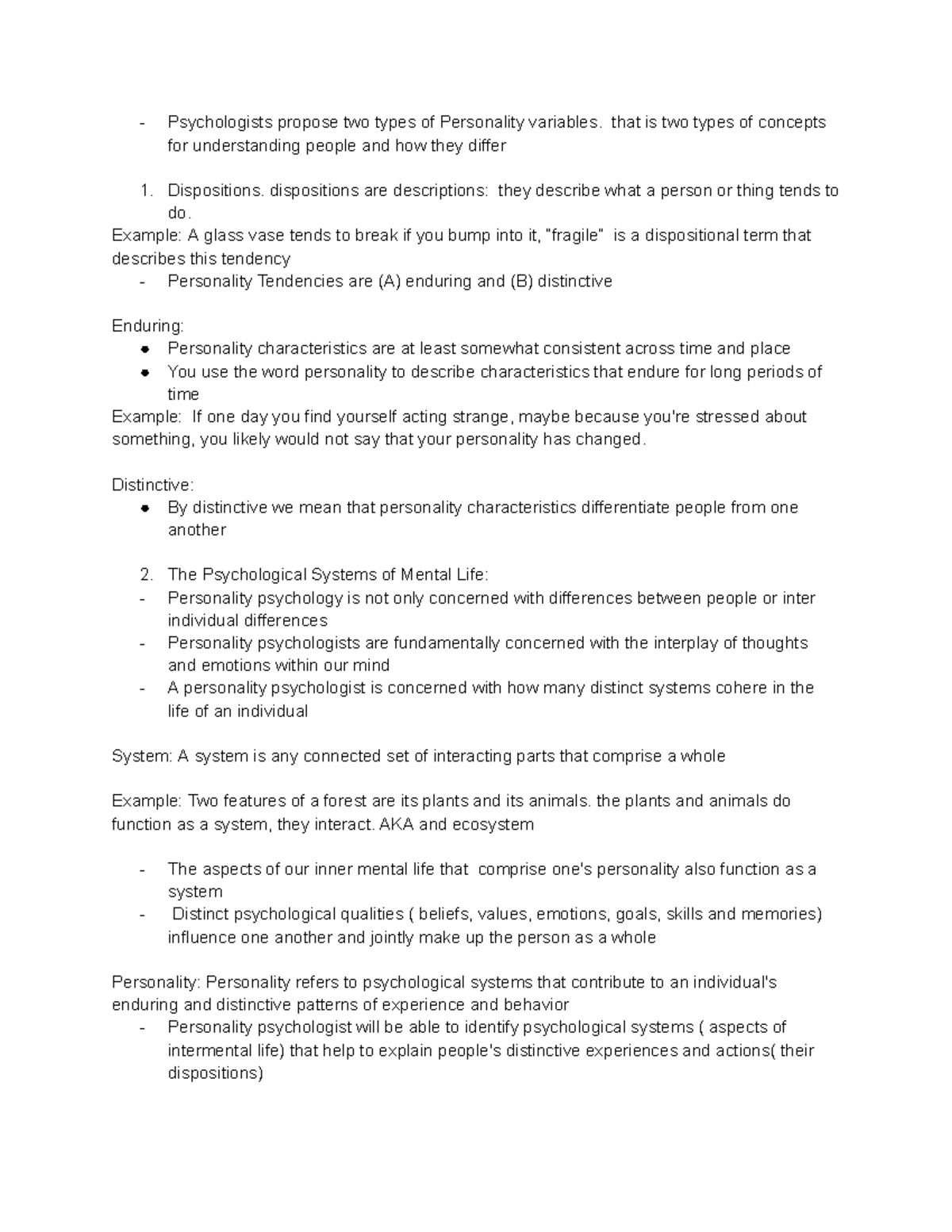 Chapter 1-Textbook - Psychologists propose two types of Personality ...