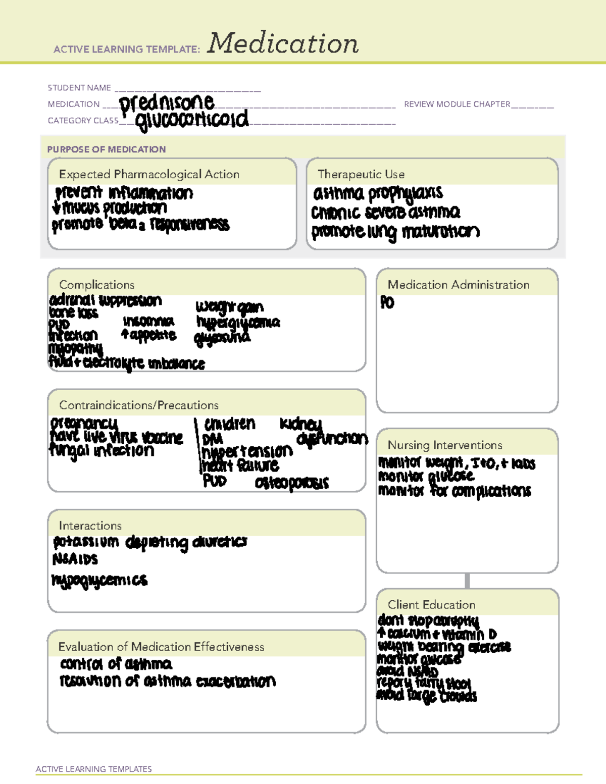 ATI Medication Template - STUDENT NAME ...