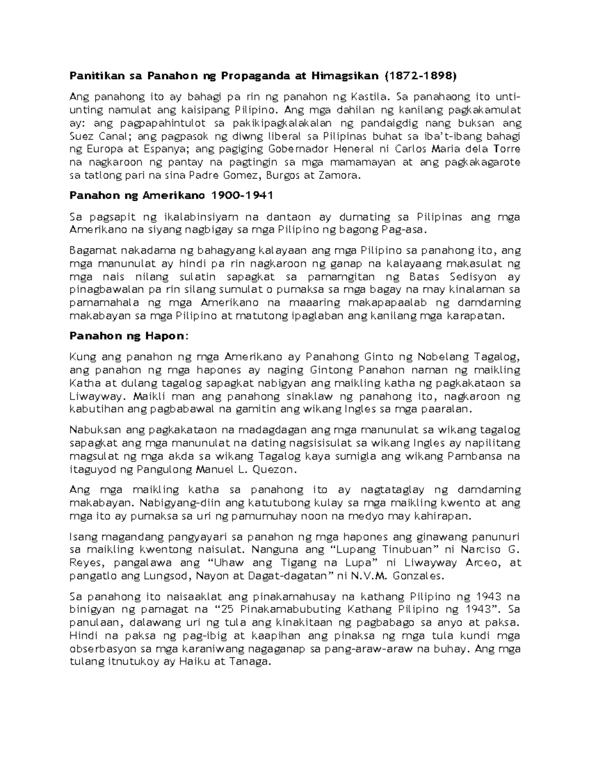 Panitikan sa panahon ng propaganda at himagsikan - Sa panahaong ito ...