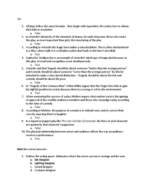 Theatre Study Guide Terms - Dramatic structure - The special literary ...