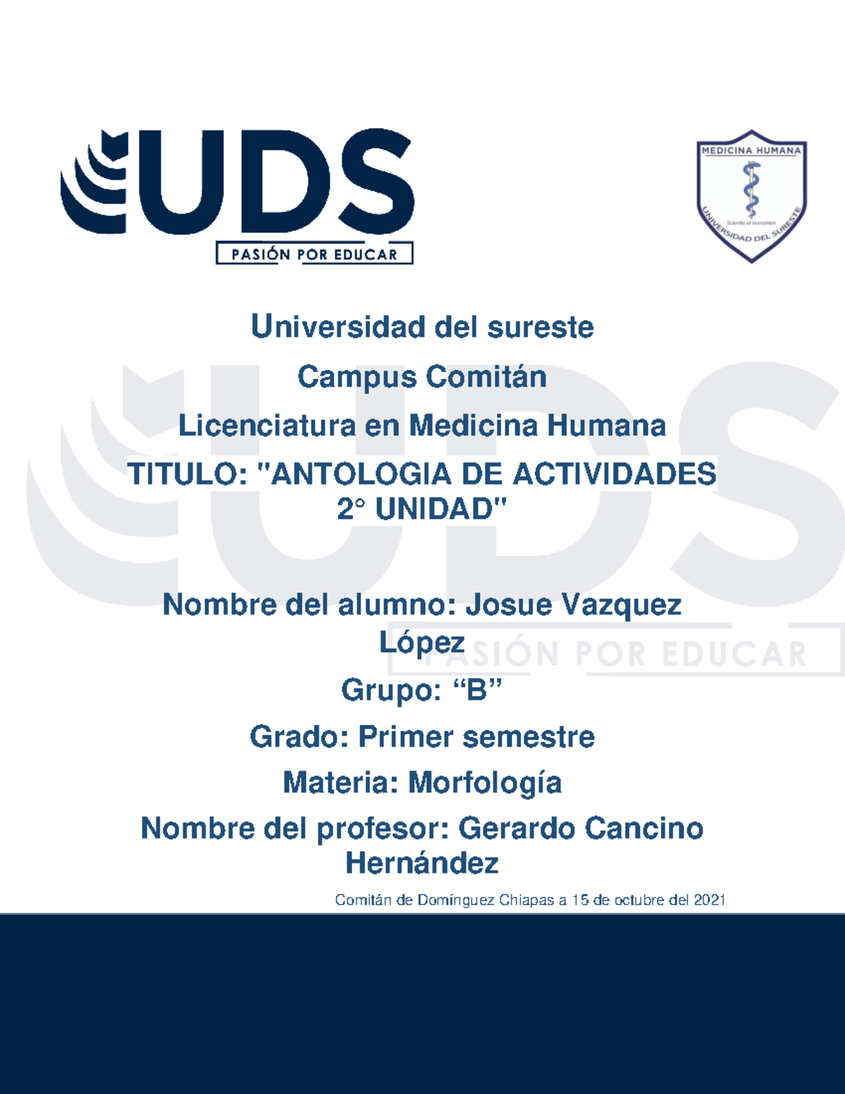 Antologia DE Actividades DE 2 Unidad 1B de Anatomía humana ...