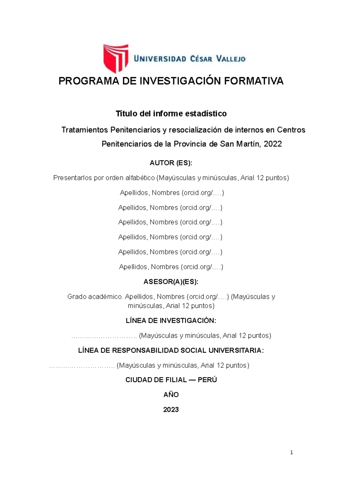 Modelo Informe Estadístico Semestre 2023-I- Finalizado - PROGRAMA DE ...