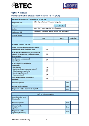 Unit 04 Database Design and Development 202 - Higher Nationals - Summative Assignment Feedback ...