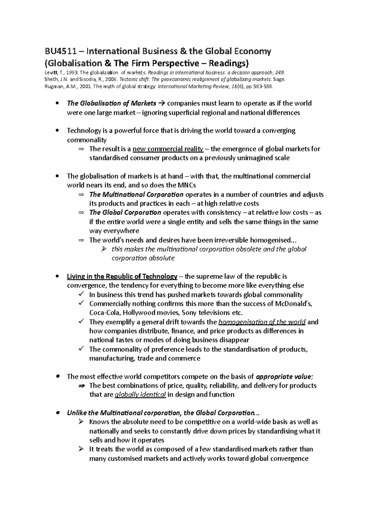 BU4511 – International Business & the Global Economy (Topic 2 ...