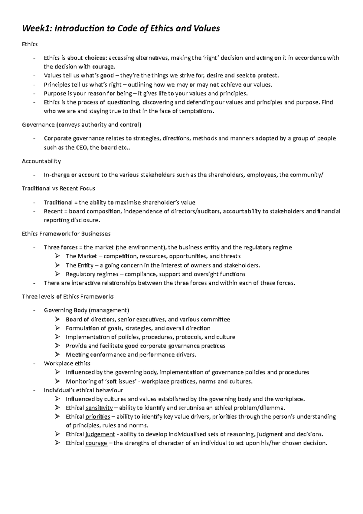 Introduction to Code of Ethics - Values tell us what’s good – they’re ...