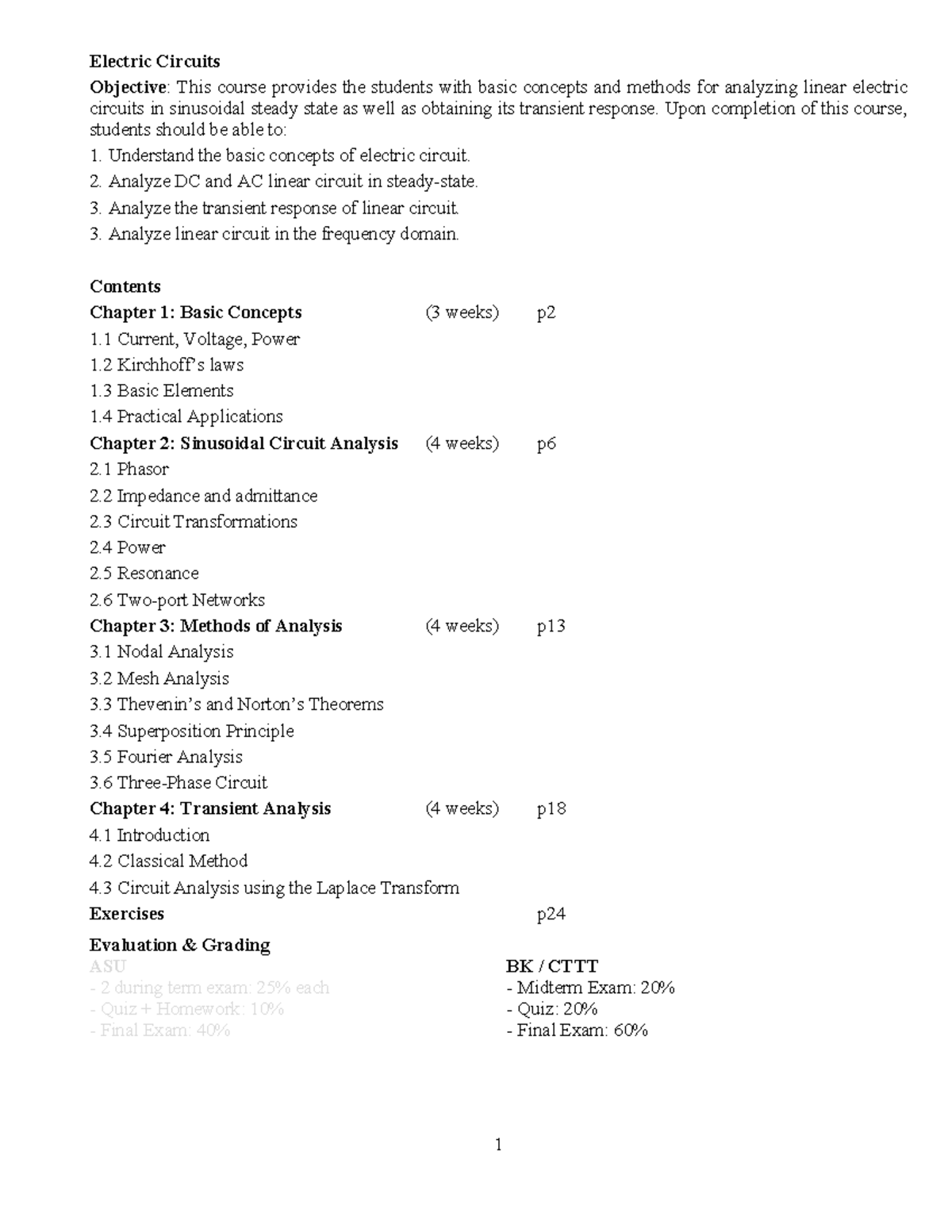 Electric Circuits 2019 - Electric Circuits Objective: This course ...