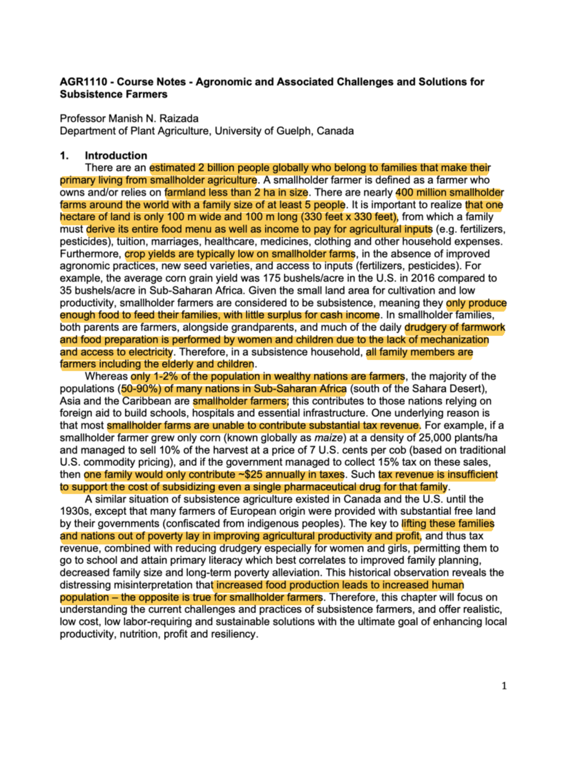 Pudasani Lecture Readings - Agr1110 - Studocu