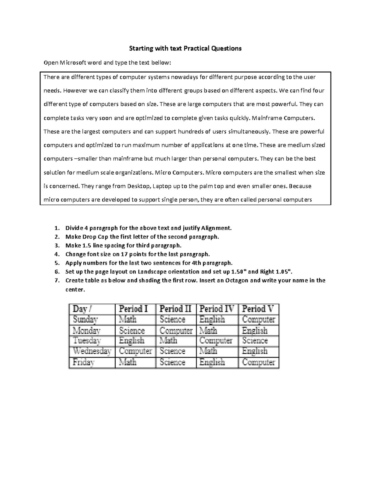 Starting with text Practical Questions - However we can classify them ...