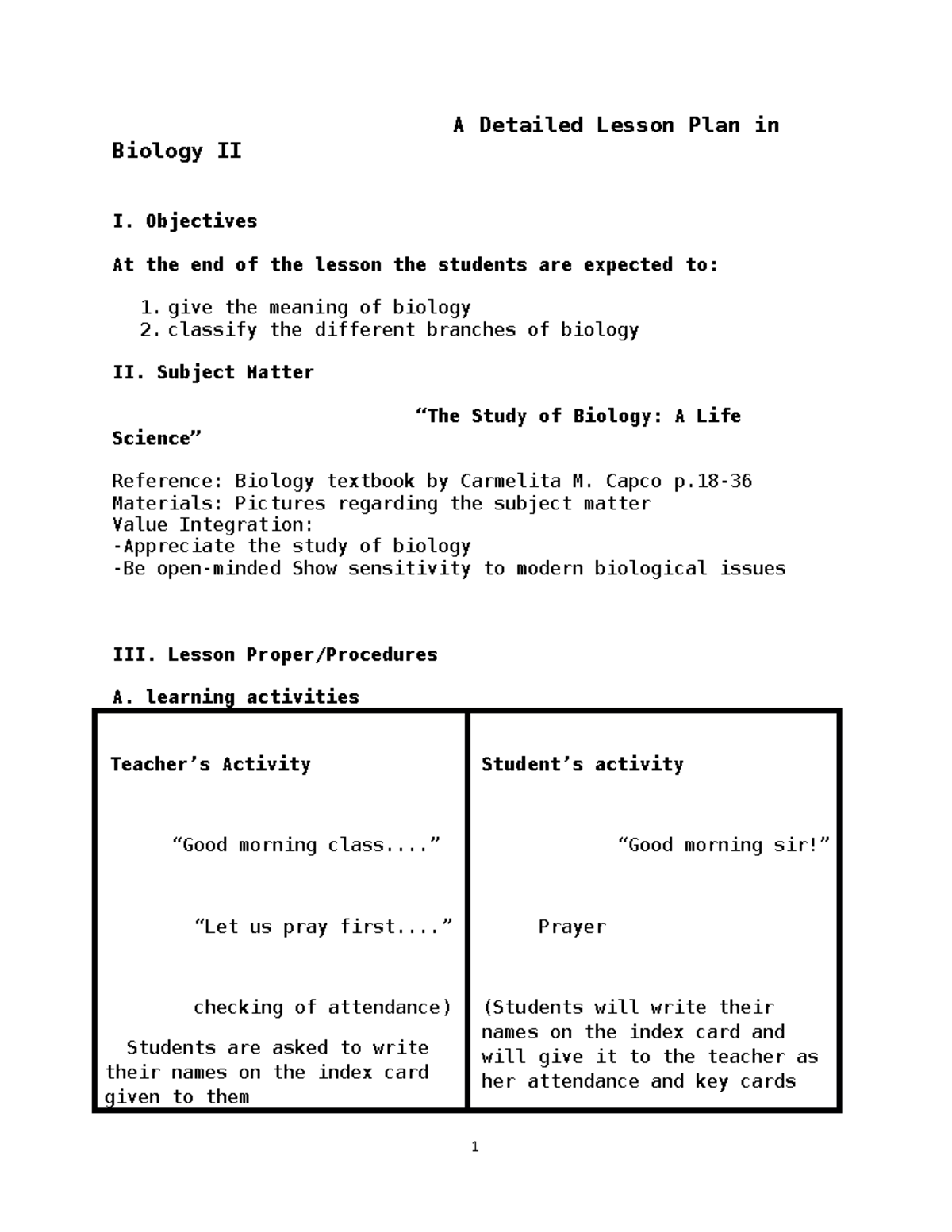 Biology dlp - dlp - A Detailed Lesson Plan in Biology II I. Objectives ...