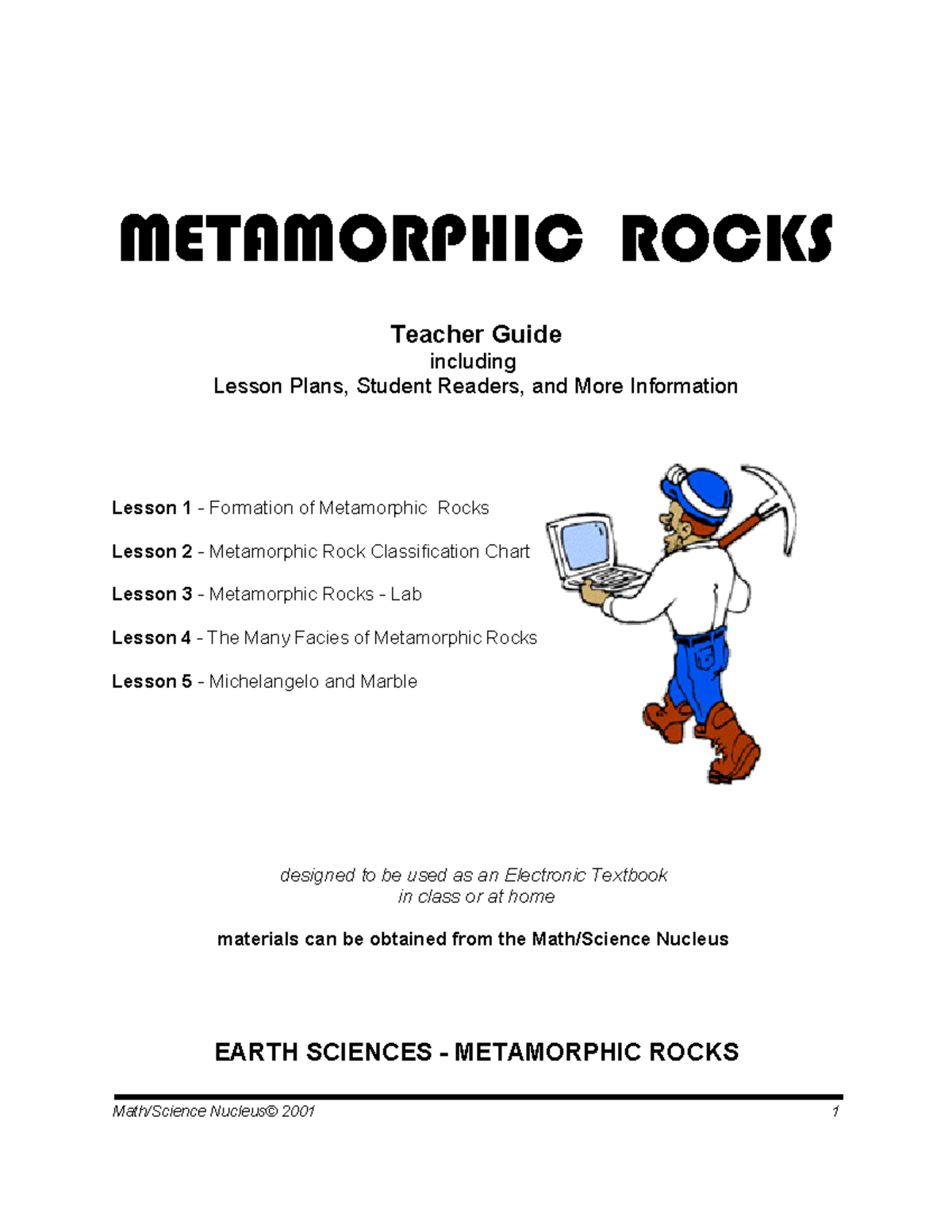 Metamorphic - erere - METAMORPHIC ROCKS Teacher Guide including Lesson ...