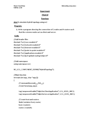 Practical 3-1230 - MCA - Networking using Linux Roll No: 1230 Experiment 3 Network with 3 nodes ...