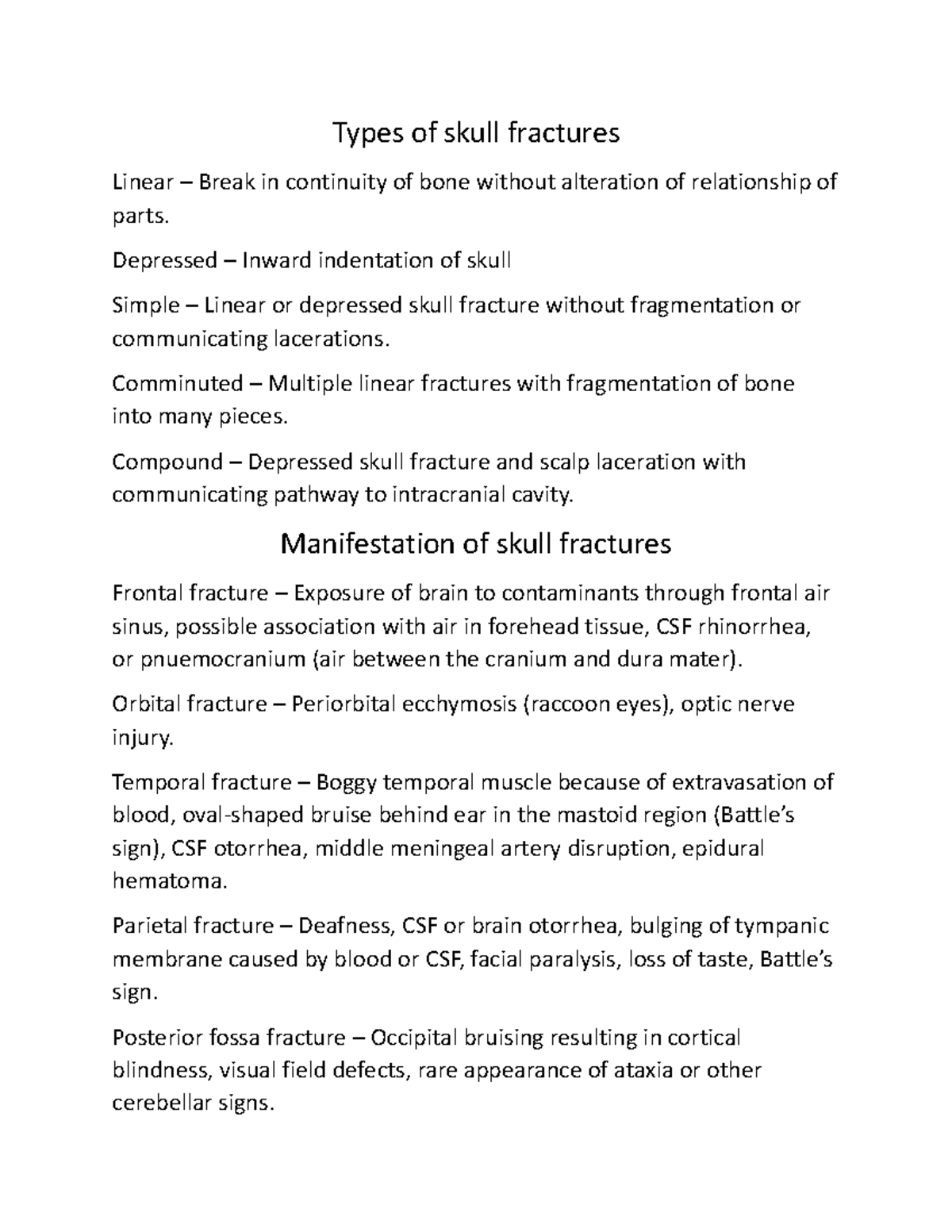 Types of skull fractures (NURO)-1 - Types of skull fractures Linear ...