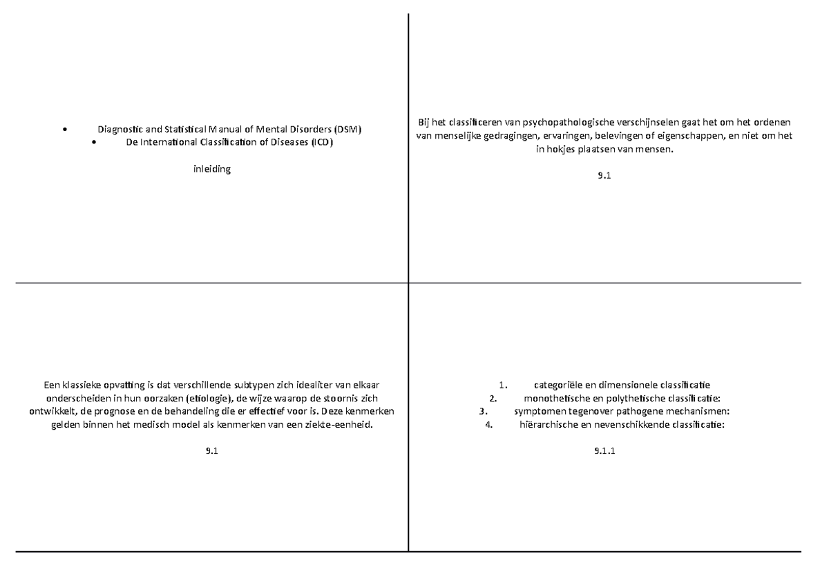 Flashcards Printen H9 - Diagnostic and Statistical Manual of Mental ...