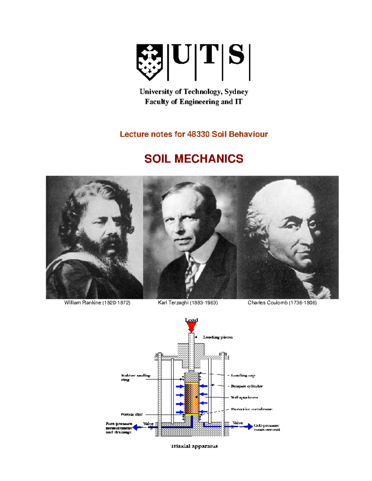Soil Mechanics 48330 Notes - University of Technology, Sydney Faculty ...