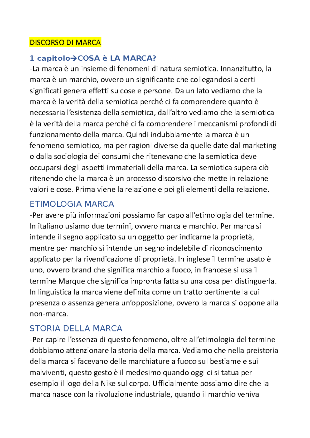 Esame Semiotica DEL Brand - DISCORSO DI MARCA 1 capitolo COSA è LA ...
