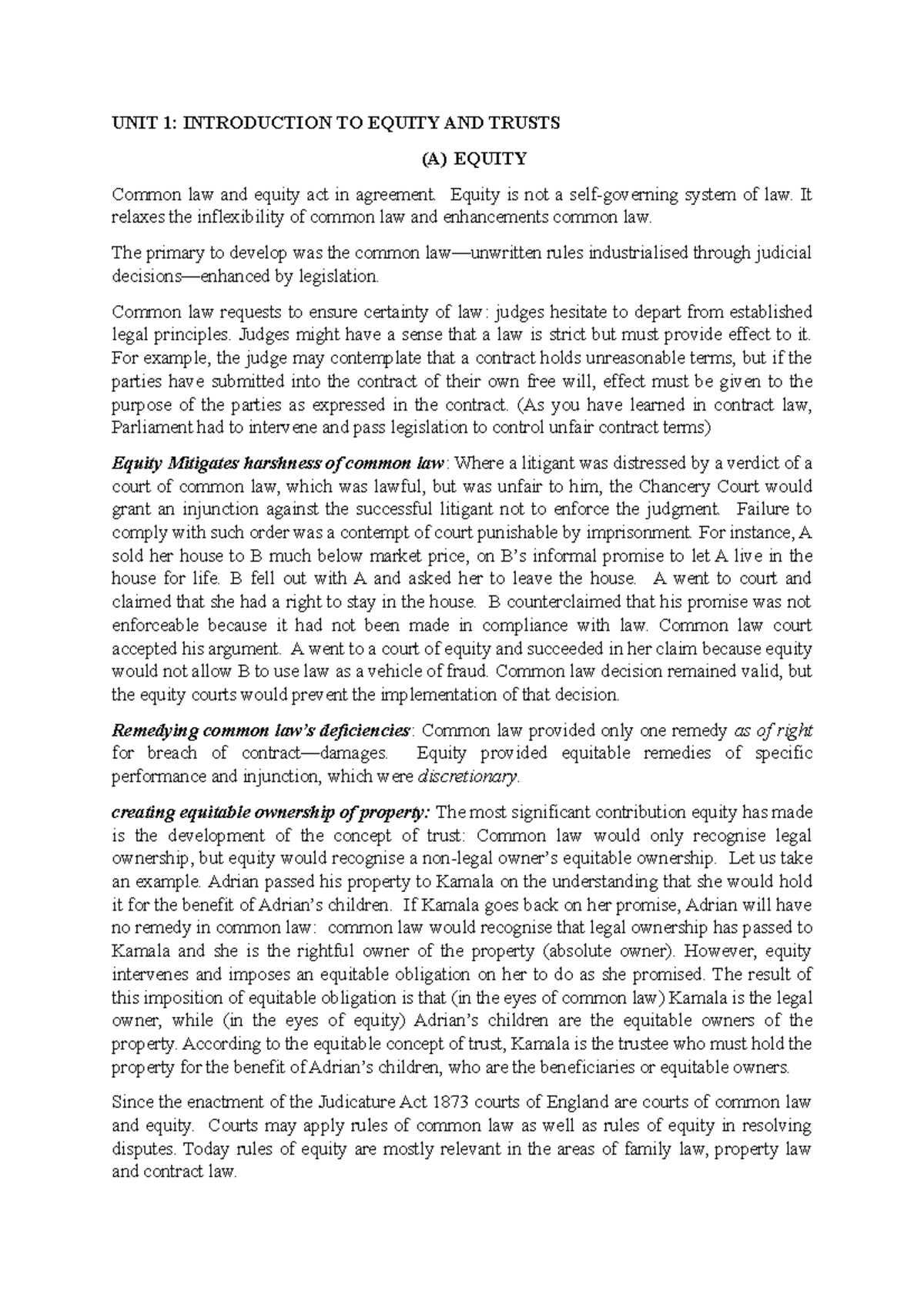 Unit 1 Introduction - Trusts Lecture 1 Revision - UNIT 1: INTRODUCTION ...