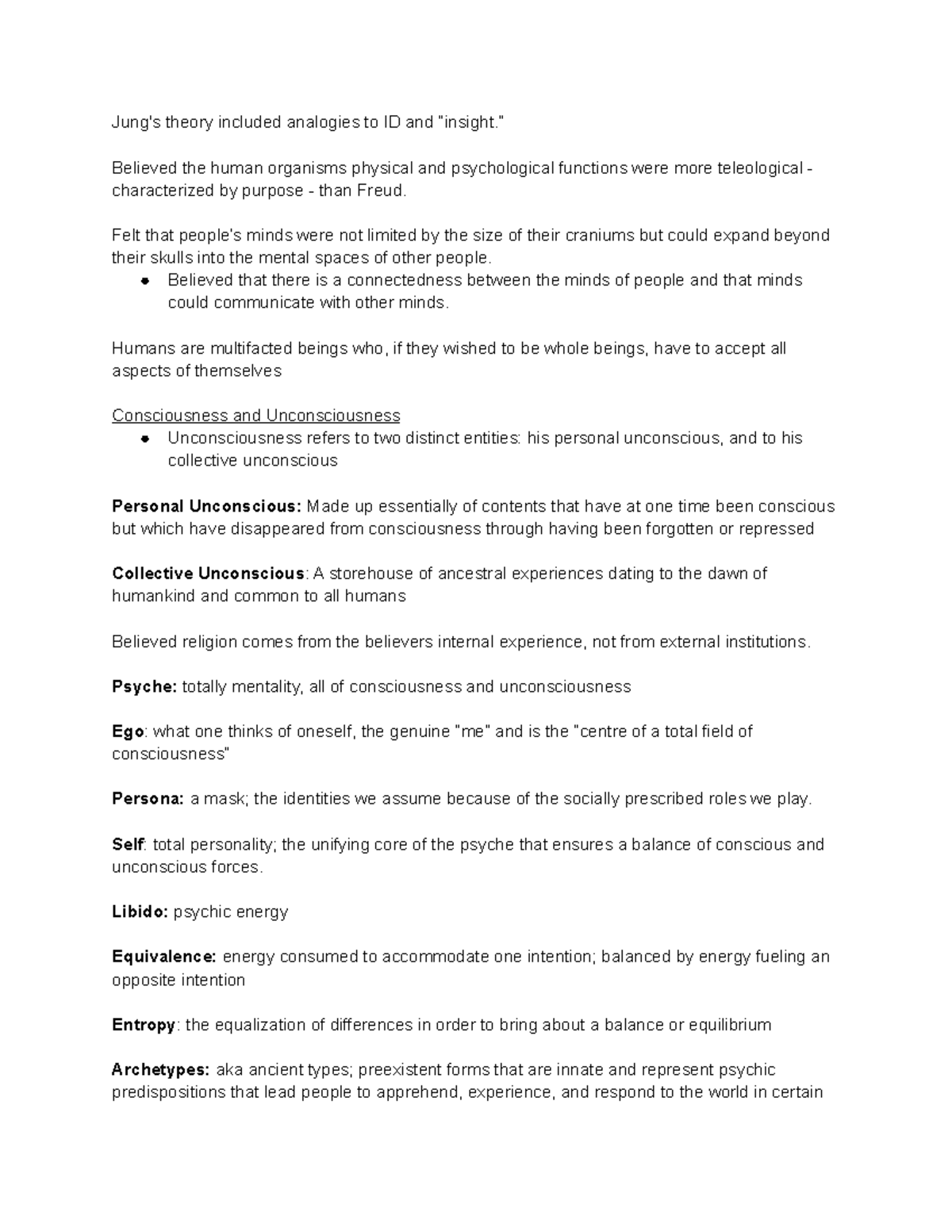 Jung Chapter 3 - Summary Personality Theories - Jung's theory included ...