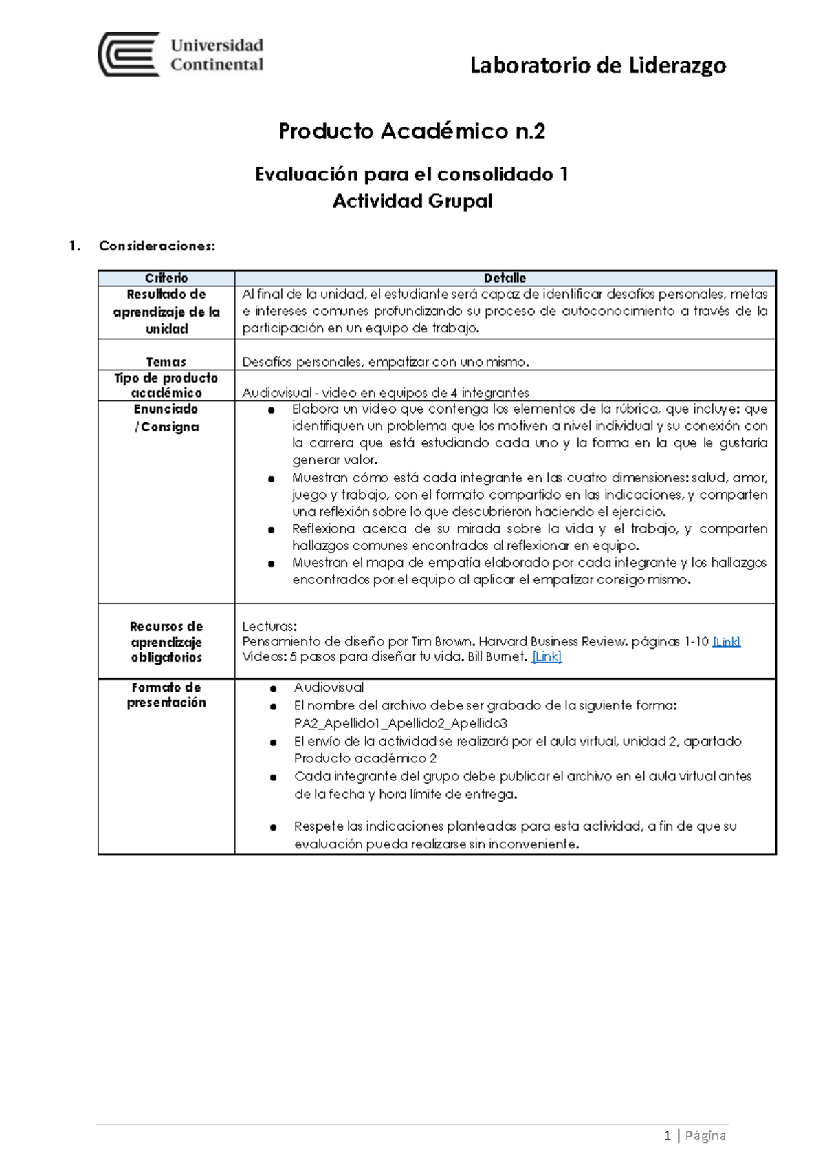PA U2 2024-10A - weqe - Laboratorio de Liderazgo 1 | Página Producto ...
