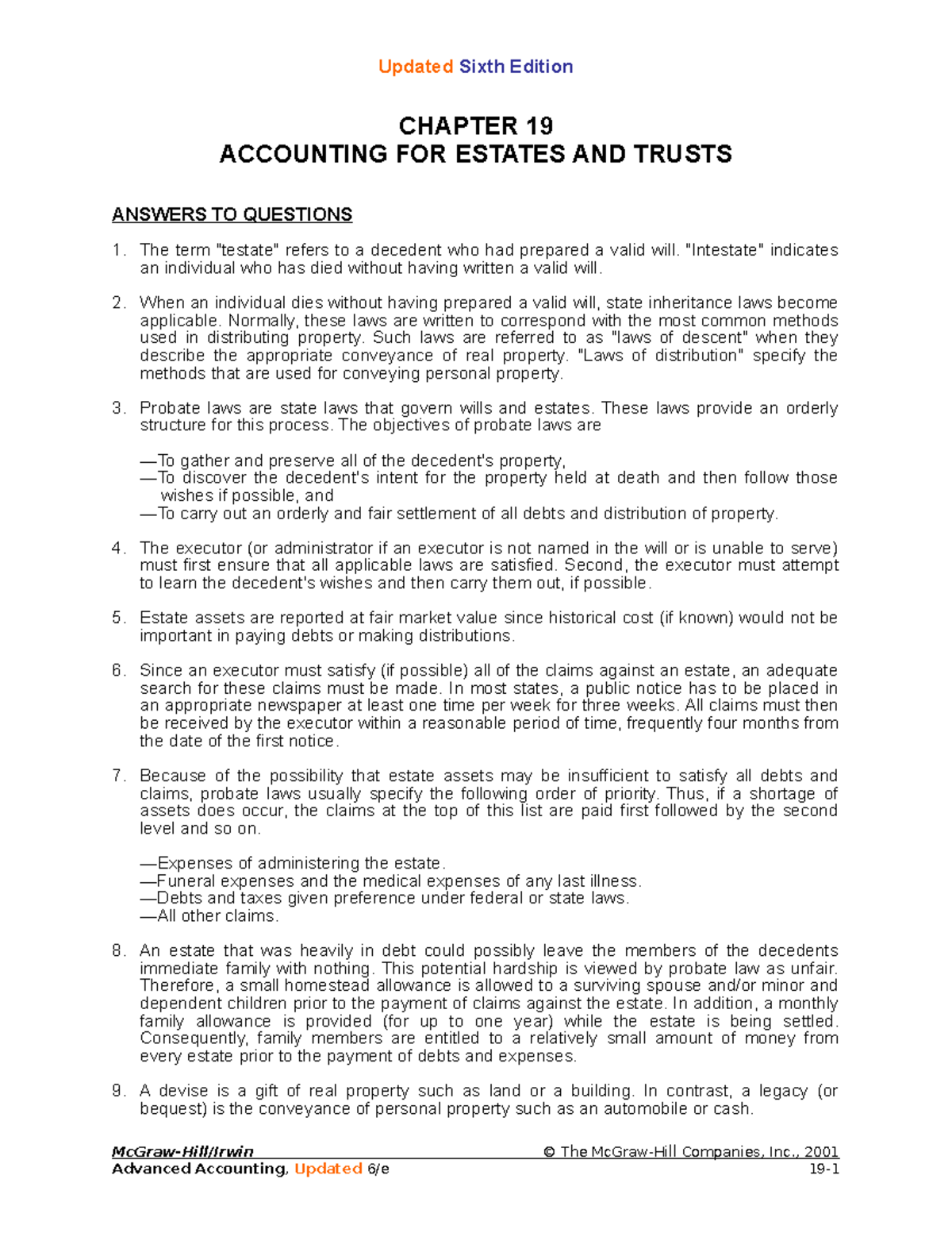 Chap19 - Professor - Updated Sixth Edition CHAPTER 19 ACCOUNTING FOR ...